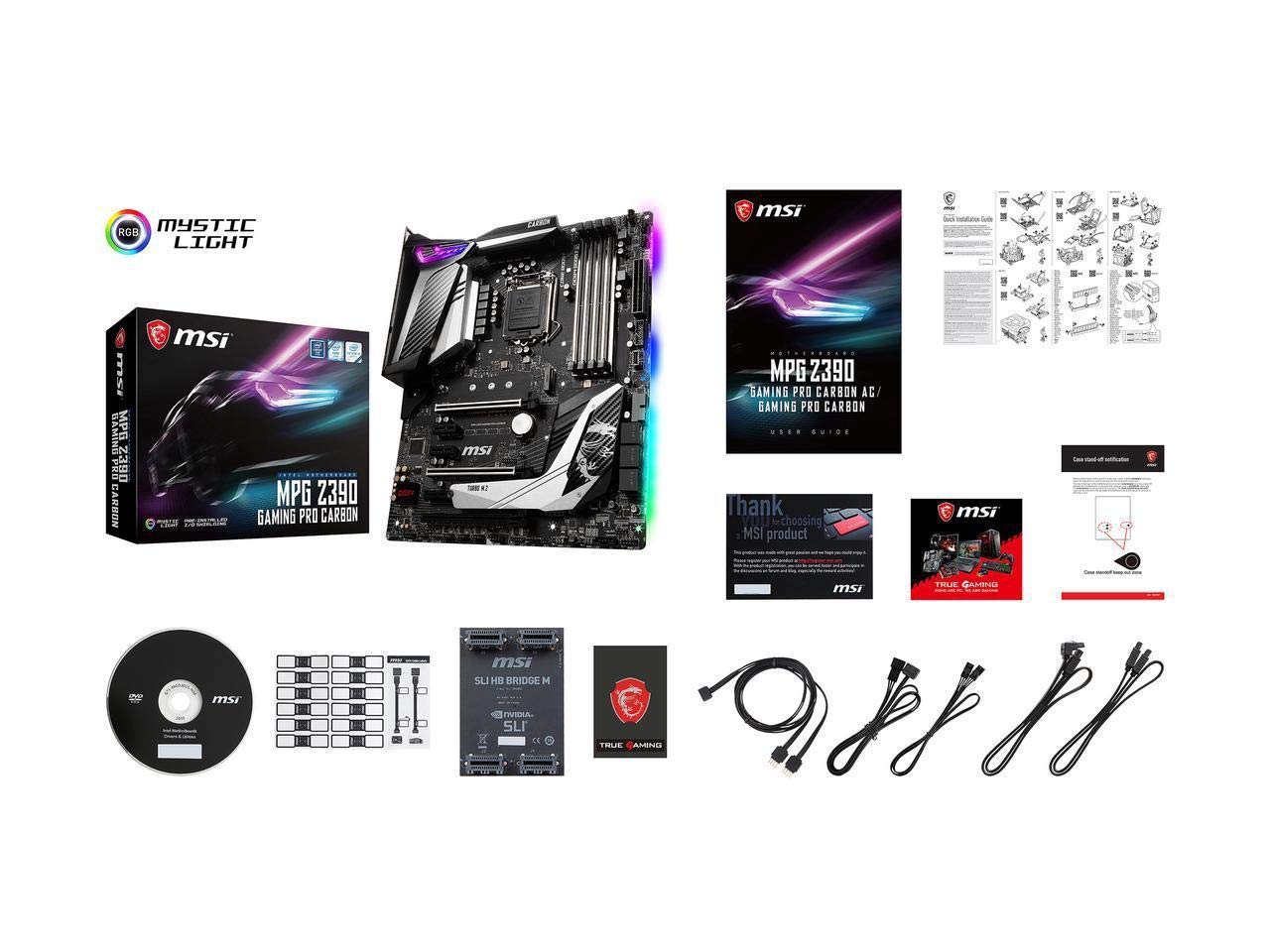 MSI MPG Z390 Gaming PRO Carbon LGA1151 (Intel 8th and 9th Gen) M.2 USB 3.1 Gen 2 DDR4 HDMI DP SLI CFX ATX Z390 Gaming Motherboard