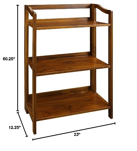 Casual Home Stratford 3-Shelf Folding Bookcase-Warm Brown