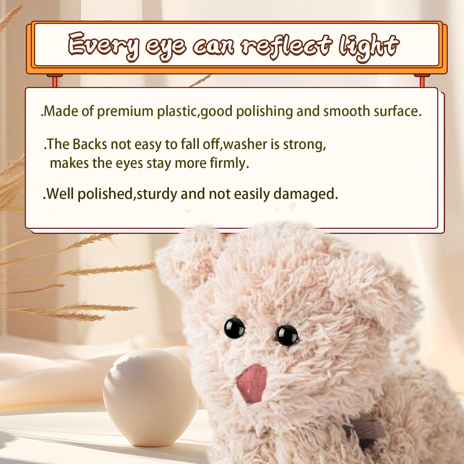 Zhbrchz 320pcs 14mm Black Plastic Safety Eyes Crafts Safety Eyes with Washers for Amigurumi Crochet Bears Stuffed Animals Doll Making