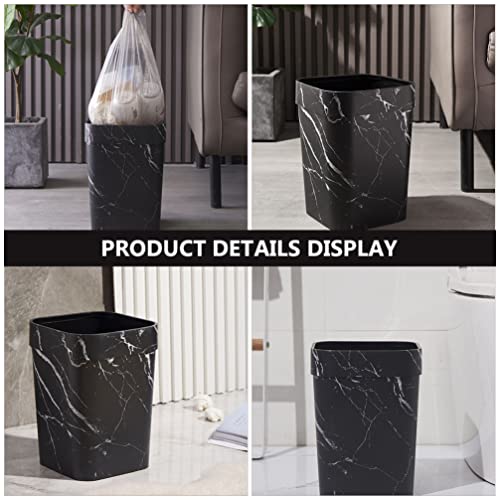 Cabilock Uncovered Trash Can Creative Marble Garbage Can Paper Waste Basket Dustbin Pen Pencil Desktop Storage Organizer for Home Kitchen Bathroom Office