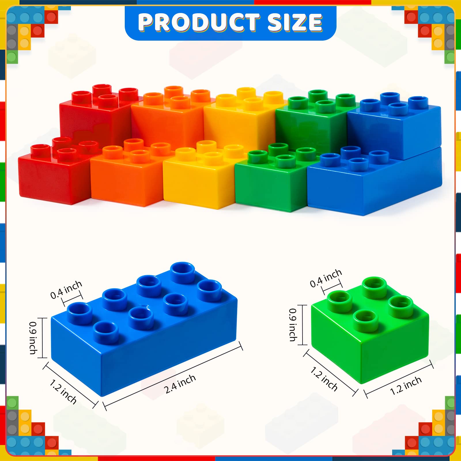 JOYIN 100 Pcs Building Blocks, Building Bricks, Toddler Classic Basic Big Duplicate Blocks, 50 Square and 50 Rectangle Toys Set for Ages 2 3 4 5 Year Old Boys Girls Christmas Birthday Gift