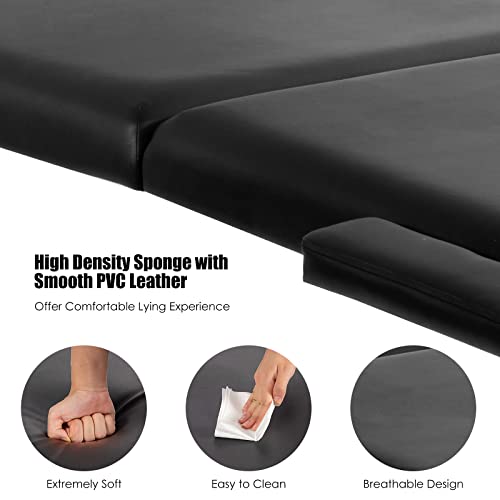 84" L Portable Massage Table Adjustable Spa Bed Tattoo w/Carry Case Black