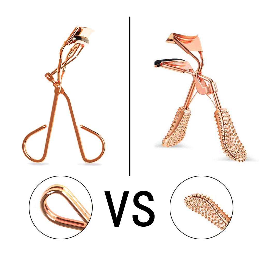Eyelash Curler, Golden Eyelash Makeup Tools Set with Eyelash Curler, Mini Eyelash Curler, Black Silicone Refill Pads, Professional Lashes Curler, Stainless Steel, Fits Various Eye Lashes New