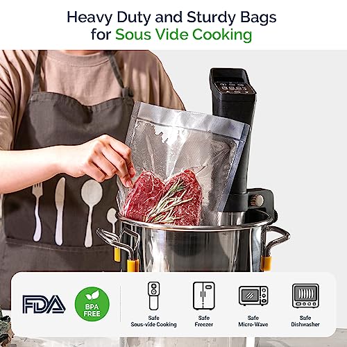 GERYON Vacuum Sealer Bags, 120 count 8"x12" Pre-Cut Food Sealer Bags Fit for Geryon and other Vacuum Sealer Machine