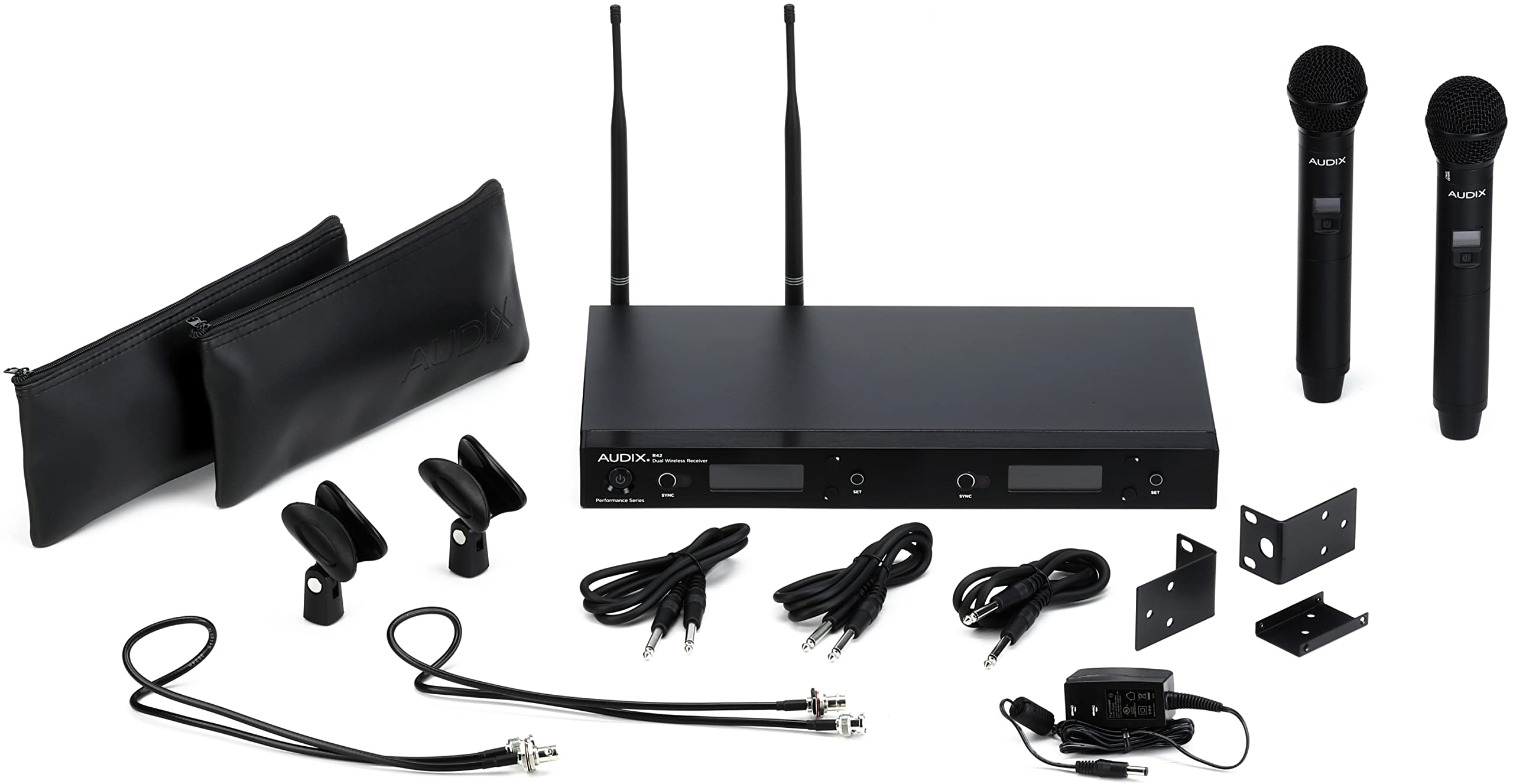 AUDIX AP42 OM2 Dual Handheld Wireless Microphone System for Musical Performances and Public Speaking - B Band