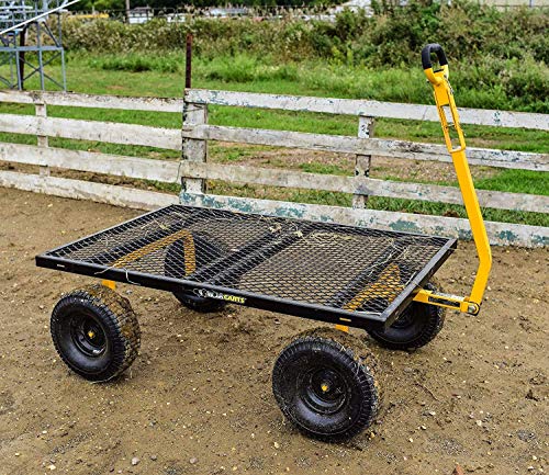 Gorilla Carts GOR1400-COM Steel Utility Cart, Heavy-Duty Convertible 2-in-1 Handle and Removable Sides, 12 cu ft, 1400 lb Capacity, Black