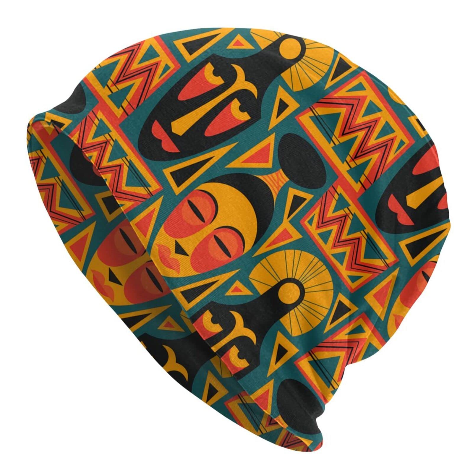 African Ethnic Traditional Pattern Knit Beanie Hat Adults Stretch Knitted Skull Beanies Cap Winter Warm Hats Outdoor for Women Men