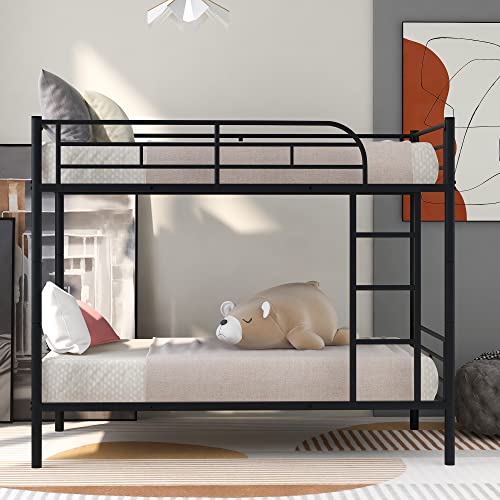Bunk Bed,Twin Over Twin Metal Bunk Bed,Metal Bunk Bed Twin with Ladder and Safety Rail,Space-Saving, Noise Free, No Box Spring Needed