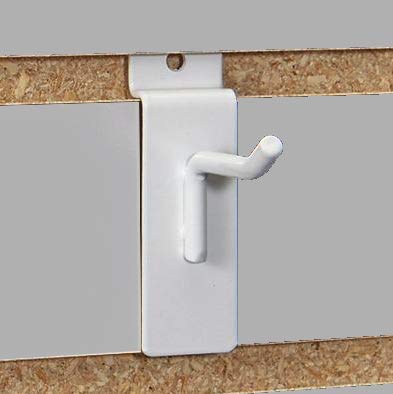 Only Garment Racks 2" Slatwall Hooks for Slat Panel Display - 25 Pcs Box - 1/4" Dia Wire - Heavy Duty - White Color