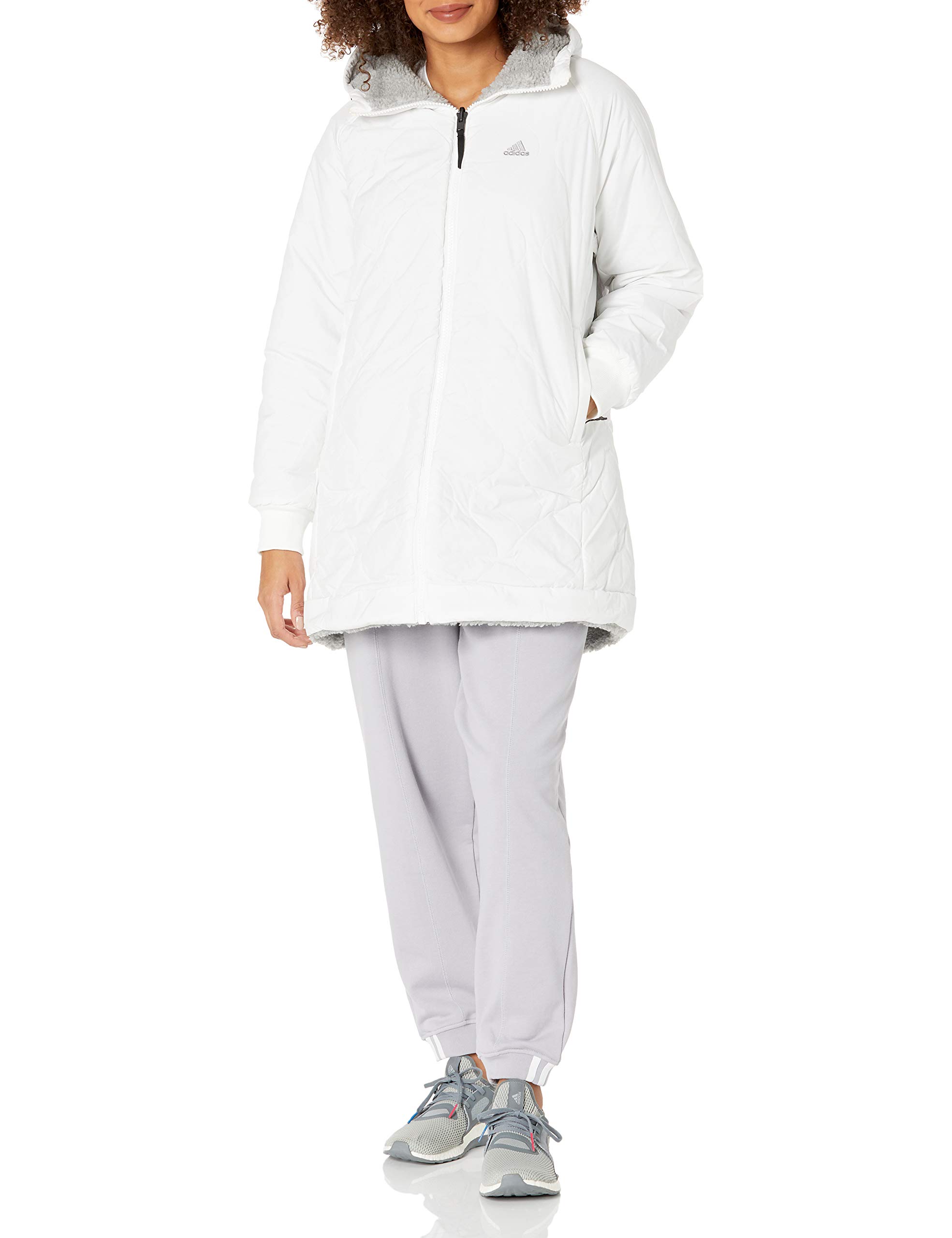 adidas Outdoor womens Reversible Sherpa Insulated Jacket Medium Grey Heather/Grey X-Small