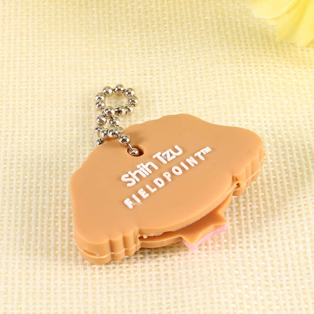 Key Cap Key Cover,Cute Dog Shape Key Cover,Lovely Cartoon Key Cap Keychain Key Holder with Pink Bowtie Key Identifier Caps Key Covers
