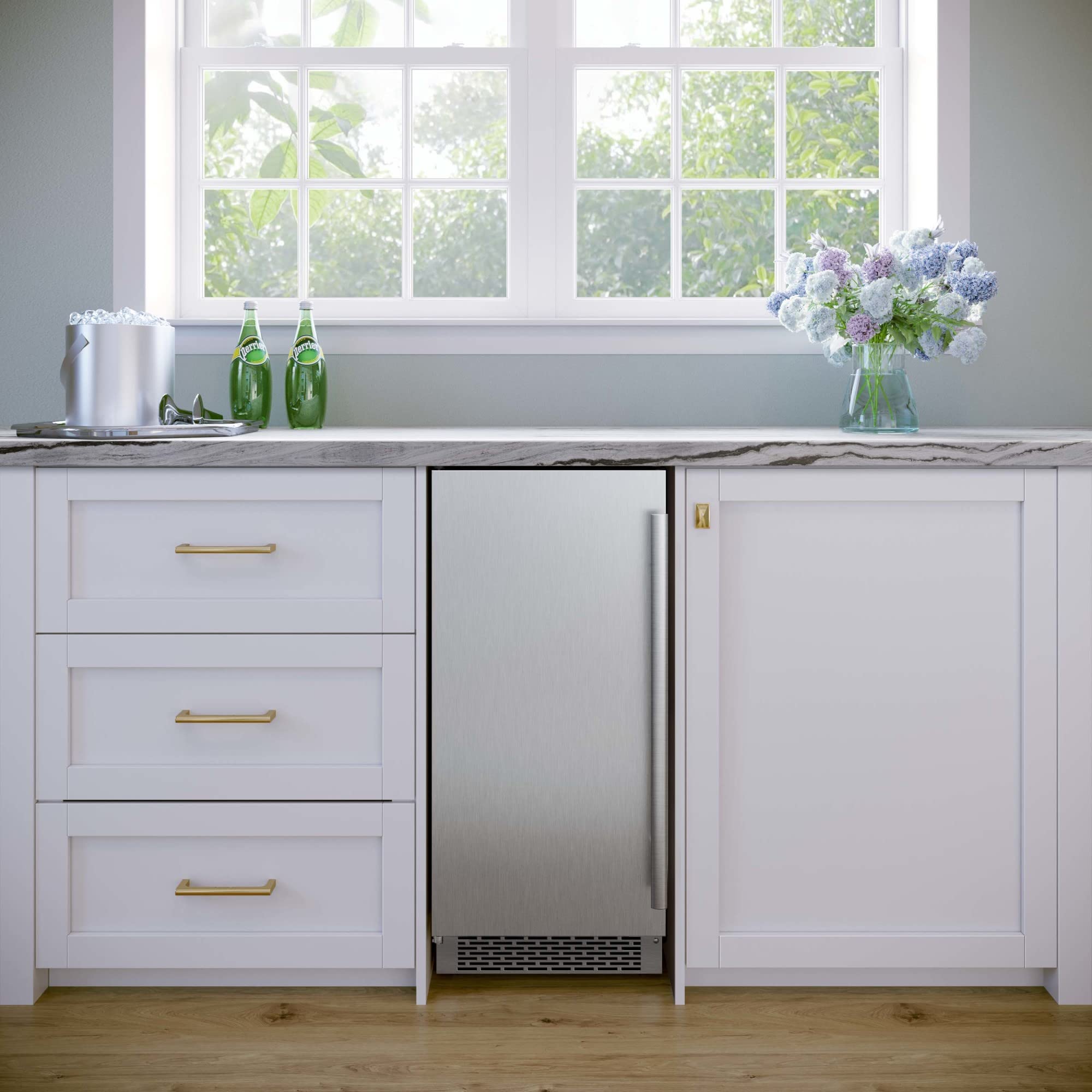 Avallon AIMG151GSSILH 15 Inch Wide 26 Lbs. Built-In/Free Standing Ice Maker with 56 Lbs. Daily Ice Production and Wash Mode