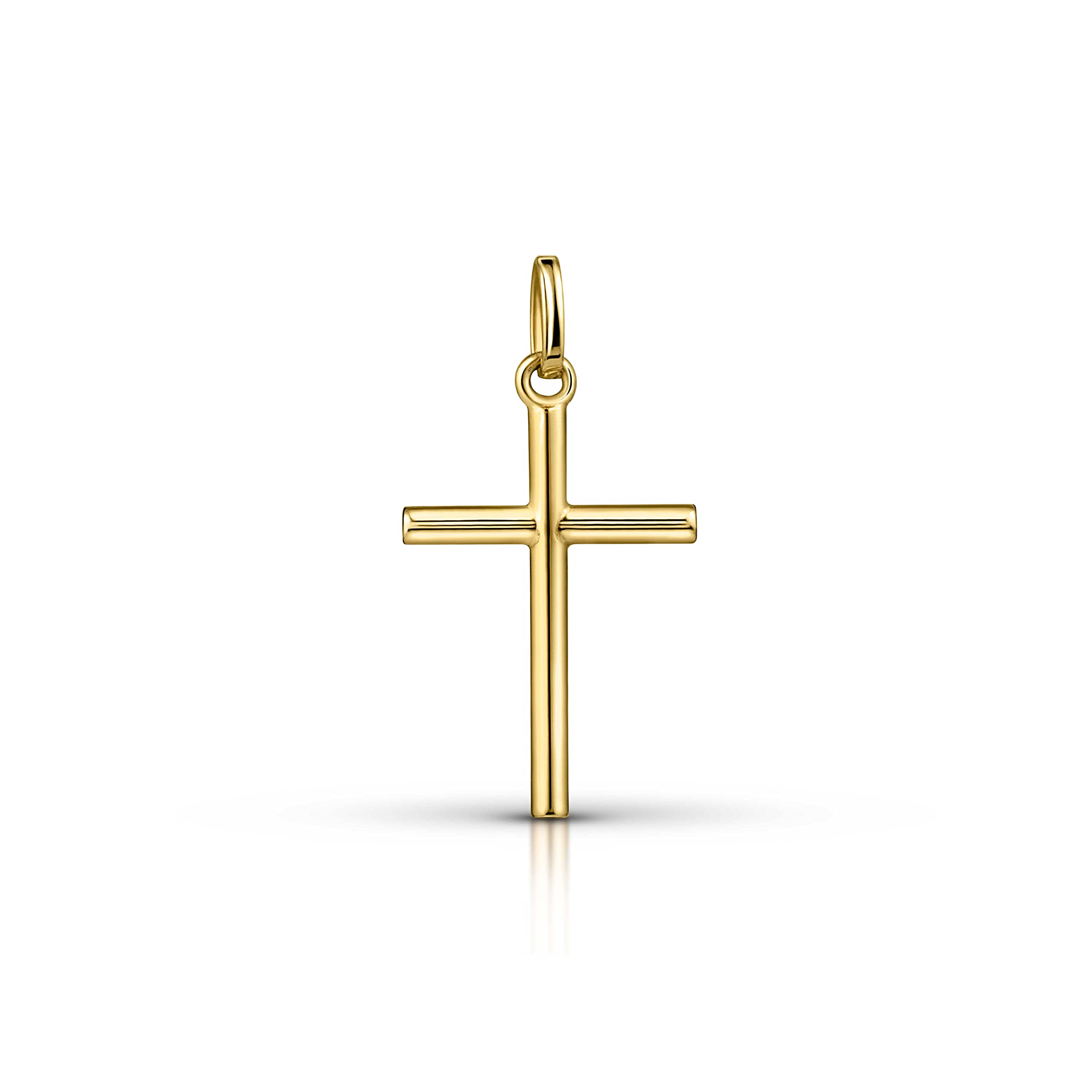 Amberta Allure Unisex 9ct Yellow Gold Cross Pendant: Small Cylindrical Cross Pendant