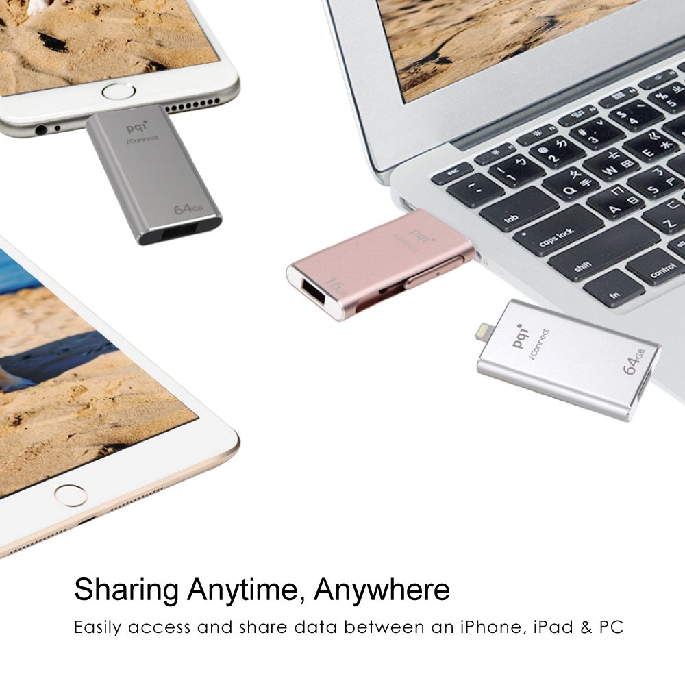 Flash Drive for iPhone iPad, iConnect[USB 3.0] [Apple MFi Certified] Apple FlashDrive Mobile storage with Lightning connector for iPhone, iPad, iPod Mac and Computer (16GB) (Rose Gold)