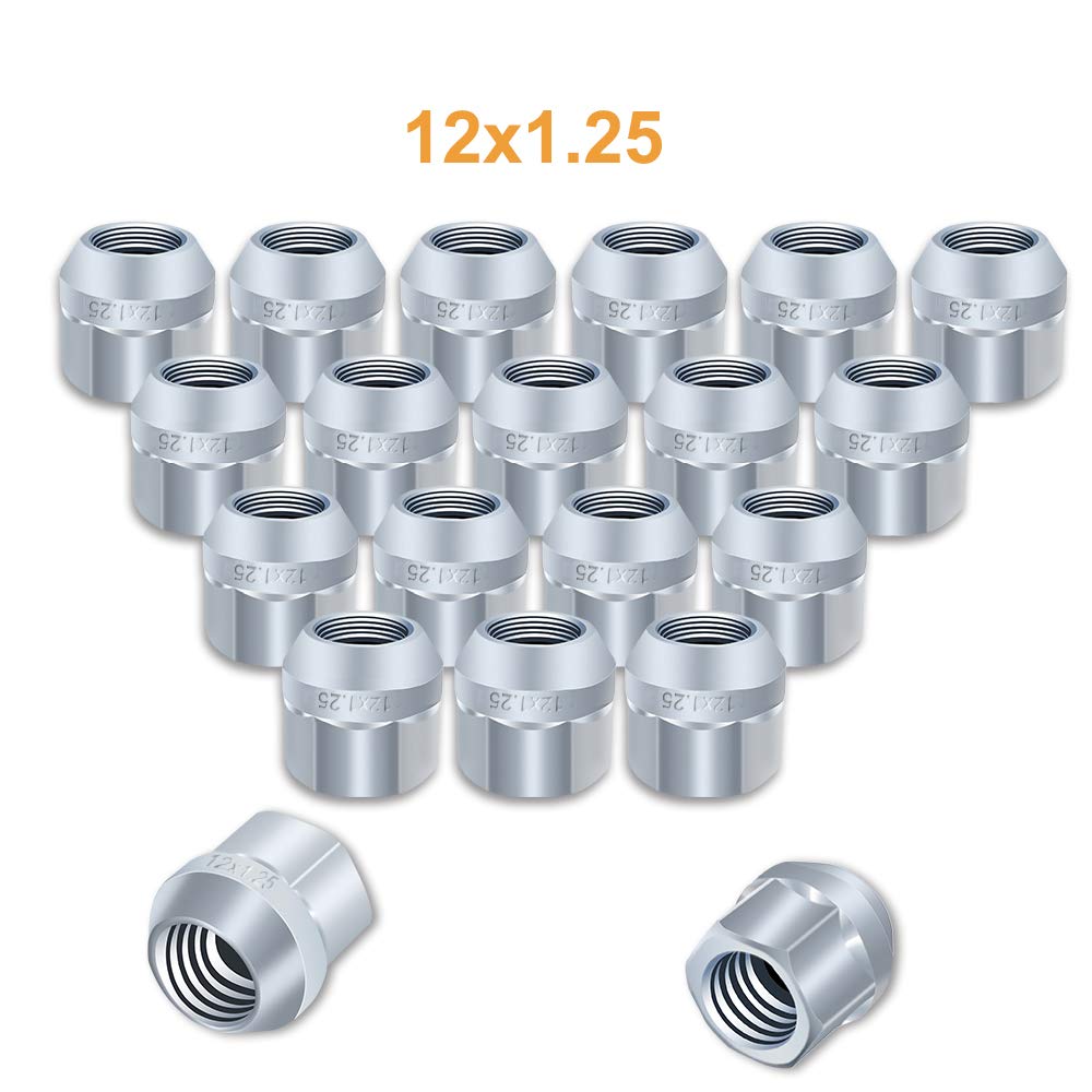 51 Wheel M12x1.25 Lug Nuts, 20PK 12X1.25 Open-End Lug Nuts 3/4" (19mm) Hex 0.83''(21mm) Height Cone Seat Zinc Finish Wheel Lug Nuts Set