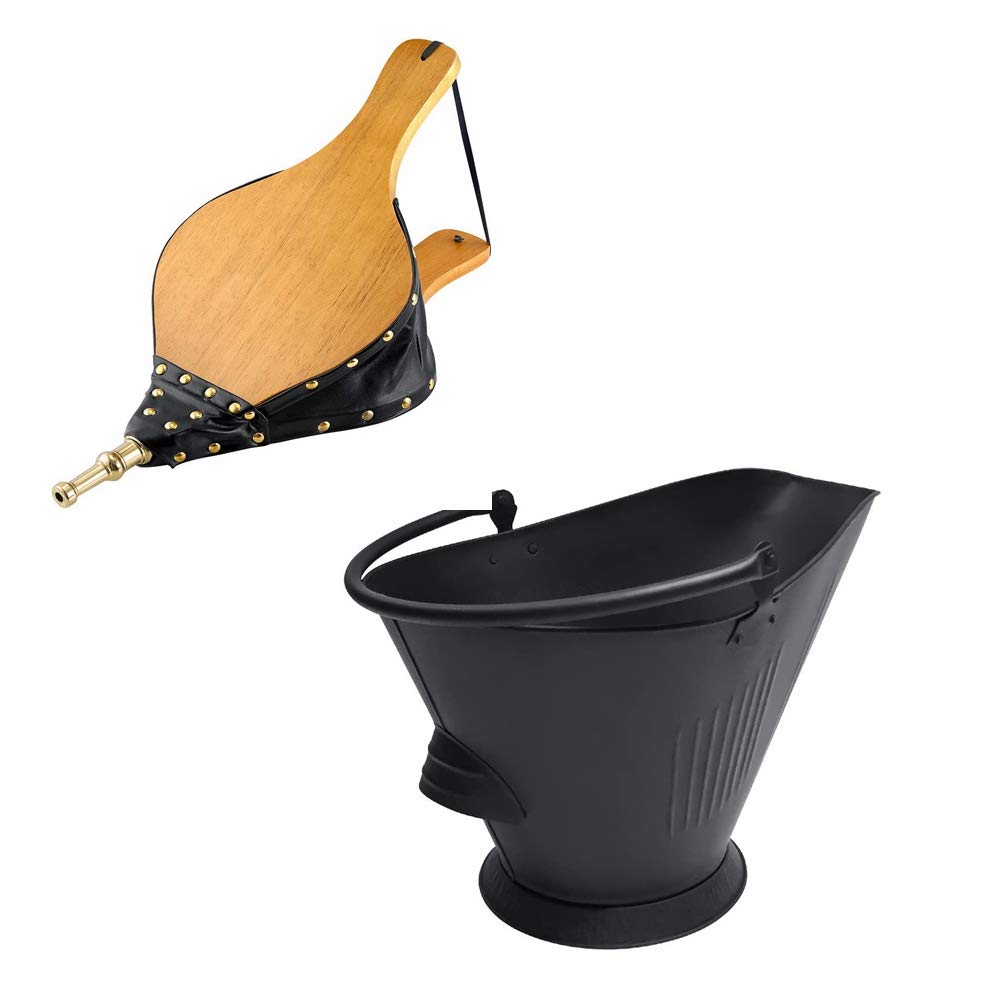 Amagabeli Fireplace Bellows 17"x 7.5" Bundle Bucket for Fireplace Assembled Pellet Stove