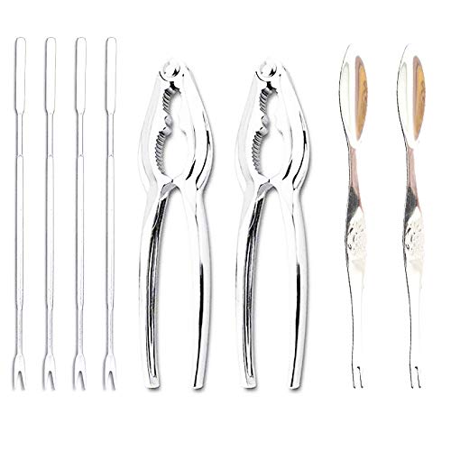 Crab Cracker Tool 8Pcs Stainless Steel Seafood Crackers Forks Nut Cracker Set Lobster Crackers Crab Leg Picks and Forks Seafood Tools Set (Style Two)