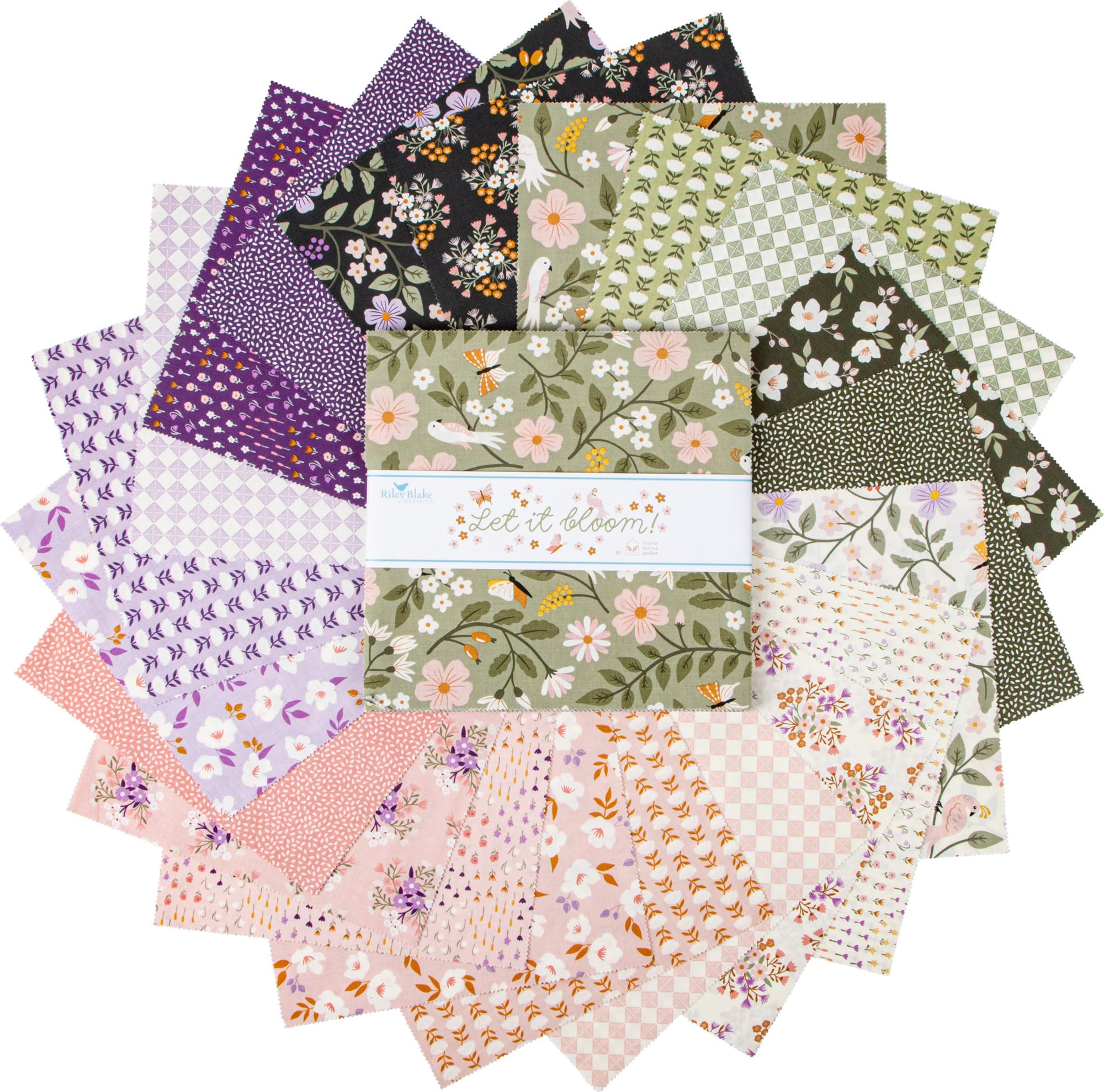 Little Forest Atelier Let it Bloom 10" Stacker 42 10-inch Squares Layer Cake Riley Blake 10-14280-42