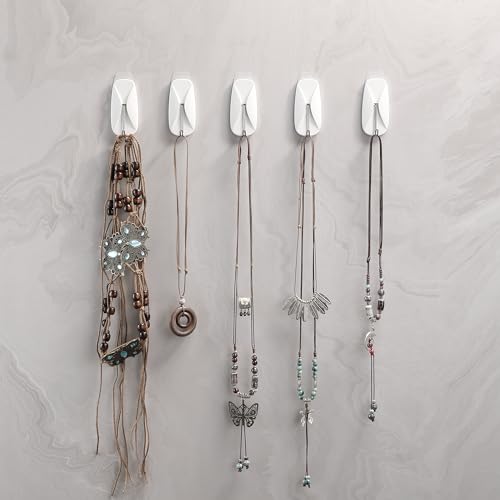 ALOCEO Kitchen Wall Hooks, No Damage Sticker Hooks, Plastic Hooks for Shower, Bathroom, Removable Hooks for Hanging up to 2.2 lbs, 12 White Hooks and 13 Adhesive Strips