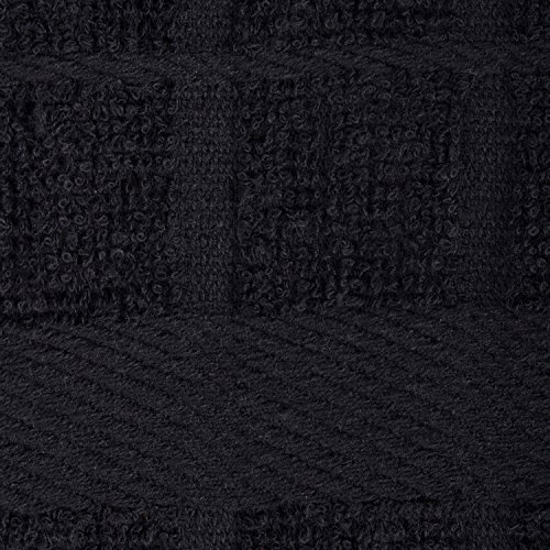 DII Basic Terry Collection Solid Windowpane Dishcloth Set, 12x12, Black, 6 Piece