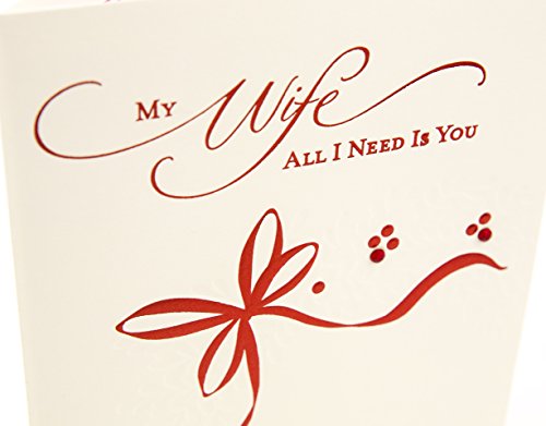 Hallmark Romantic Christmas Card for Wife (Red Metallic)