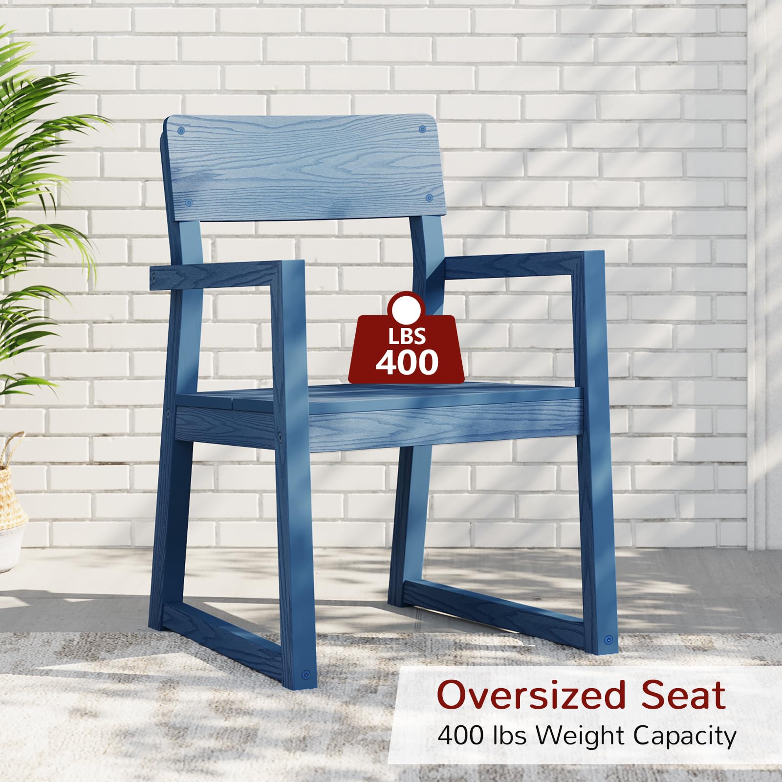 All-Weather Outdoor Chairs, Patio Dining Chair with Curved Backrest, 400 lbs Support Garden Chair, Black
