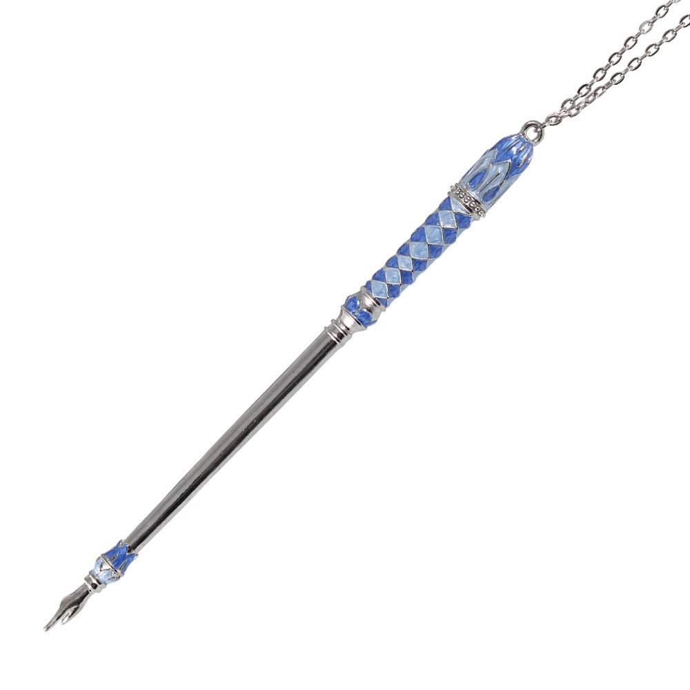 Elegant Silver Plated Yad Torah Pointer and Connected Chain Decorated with Multi Blue Tone Enamel - Decorative 8" Torah Scroll Reading Yad by Zion Judaica