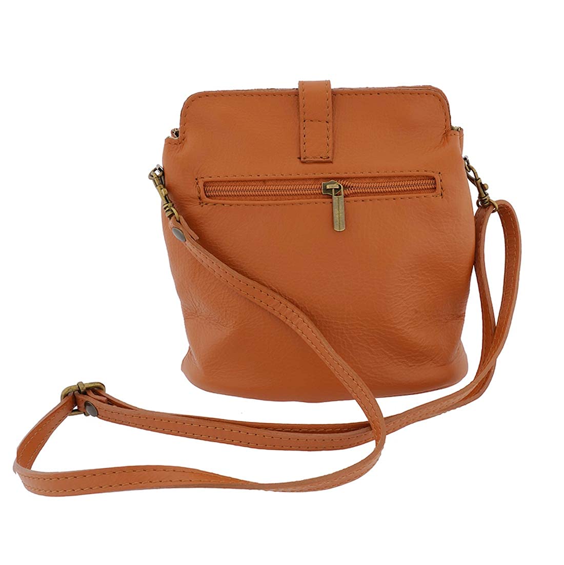 Fioretta Italian Genuine Leather Crossbody Bag Shoulder Bag Purse Snap Closure For Women - Tan Brown