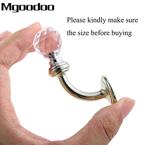 Mgoodoo 5pcs Crystal Hooks, 2.87x1.46inch Round Crystal Wall Coat Hat Hanger Holder Wall Mounted Curtain Holdbacks Tassel Towel Hanger(Sliver)