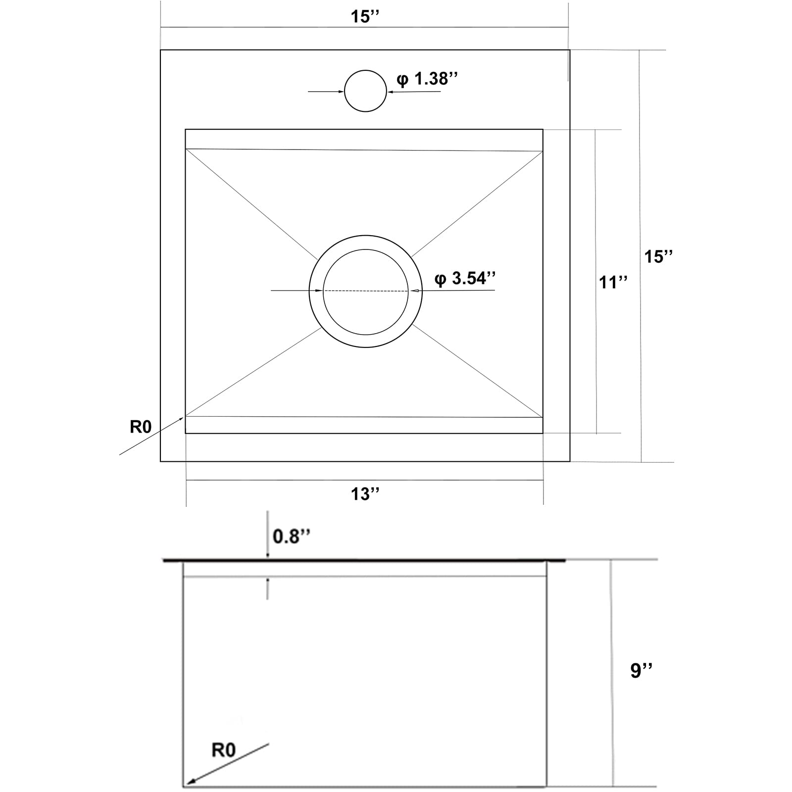 Bar Sink Drop In-VALISY 15x15 Inch Kitchen Sink Stainless Steel Square Small Topmount Workstation Kitchen Bar Sink,Single Bowl Kitchen Sink for Office Laundry Wet Bar Prep RV Outdoor Yard