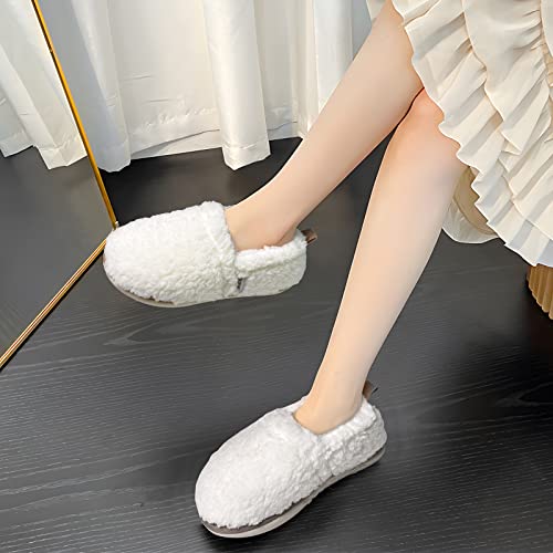 COFACE Womens Slippers Fuzzy Memory Foam Soft Plush Sherpa Fleece Lining Slippers For Women With Cozy Cushion Ladies Lightweight Warm Cloud Slippers Beige Size 8