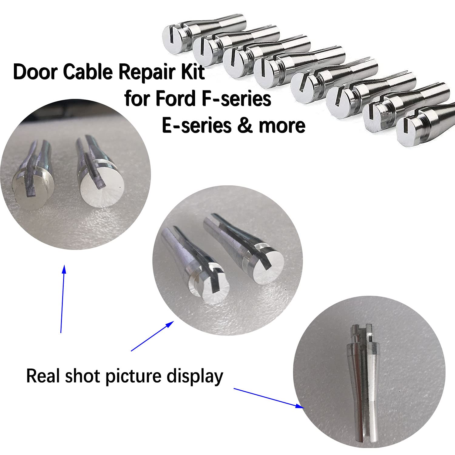 8 Ends Door Latch Cable Repair Kit Compatible with Ford F-series E-series Ranger Expedition Excursion Navigator - Repairs Four Cables (6 Standard ends 2 LOCKING CAM ends) Door Cable Repair Kit