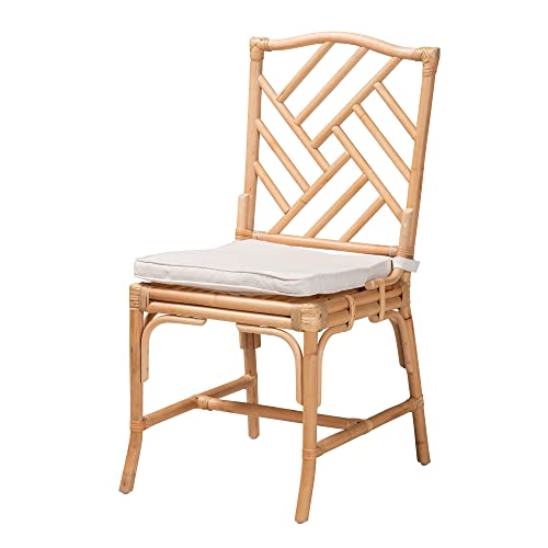 Baxton Studio Rio Dining Chair, One Size, White/Natural Brown