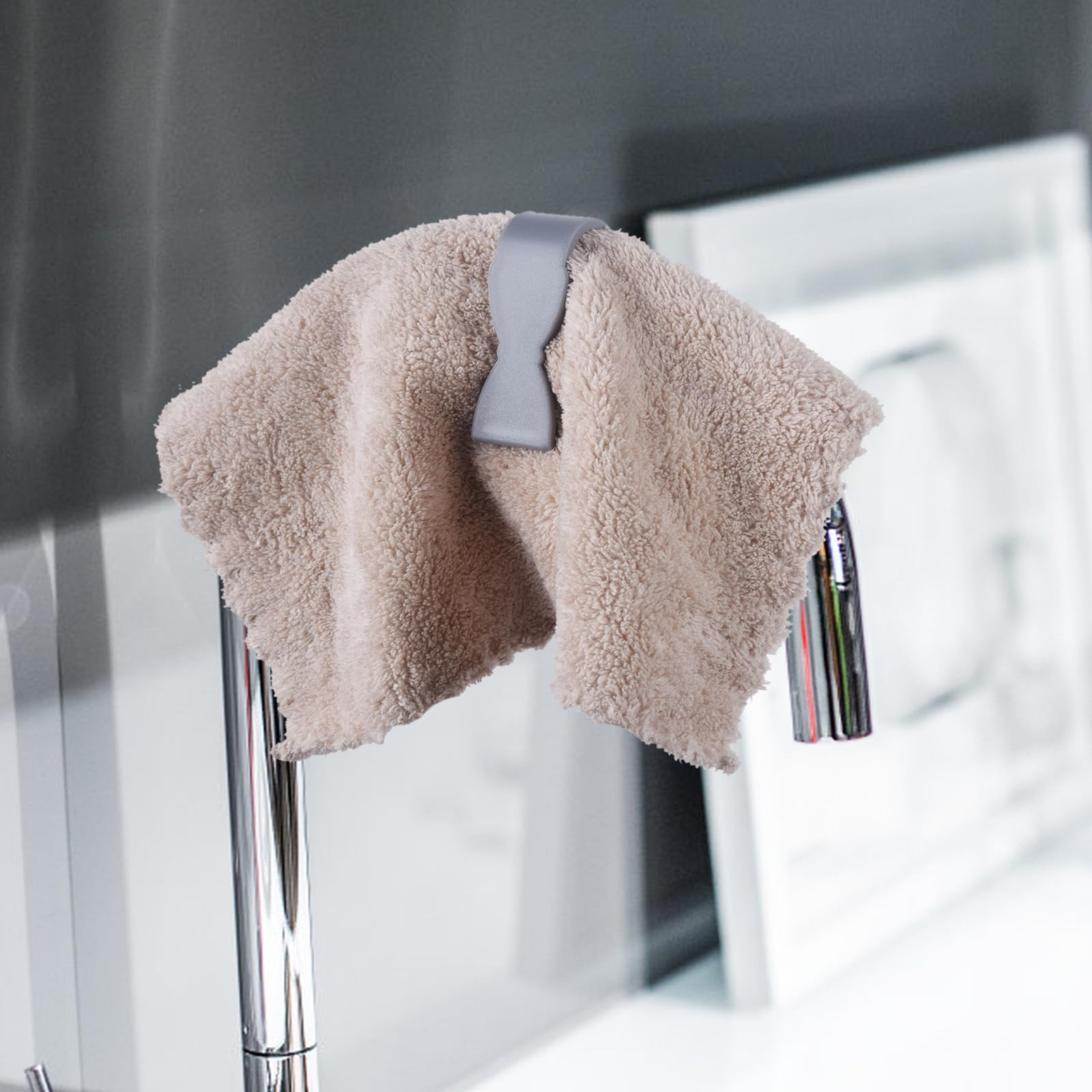 MAOUDA Towel Clips for Kitchen (4 Pack) - Keeps Towel from Falling - Suitable for Kitchen，Oven Handle, Bathroom Towel Rack, Dishwasher，Stove - No More Towels on The Floor