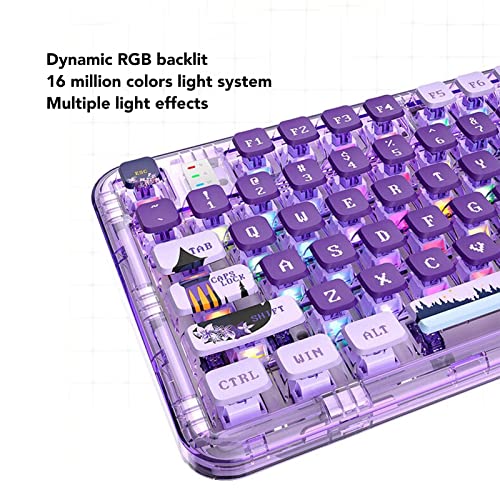 Acogedor RGB Backlit Hot Swappable Mechanical Gaming Keyboard, Triple Mode 2.4G Wireless, Bluetooth, Type C Wired, with 3750mAh Lithium Ion Battery