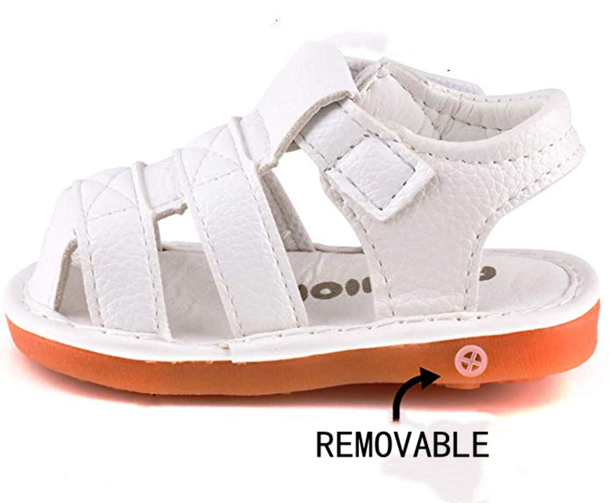 WILLFUN Baby Boy Girl Summer Infant Squeaky Sandals Premium Rubber Sole Closed-Toe Non-Slip Shoes Toddler First Walkers