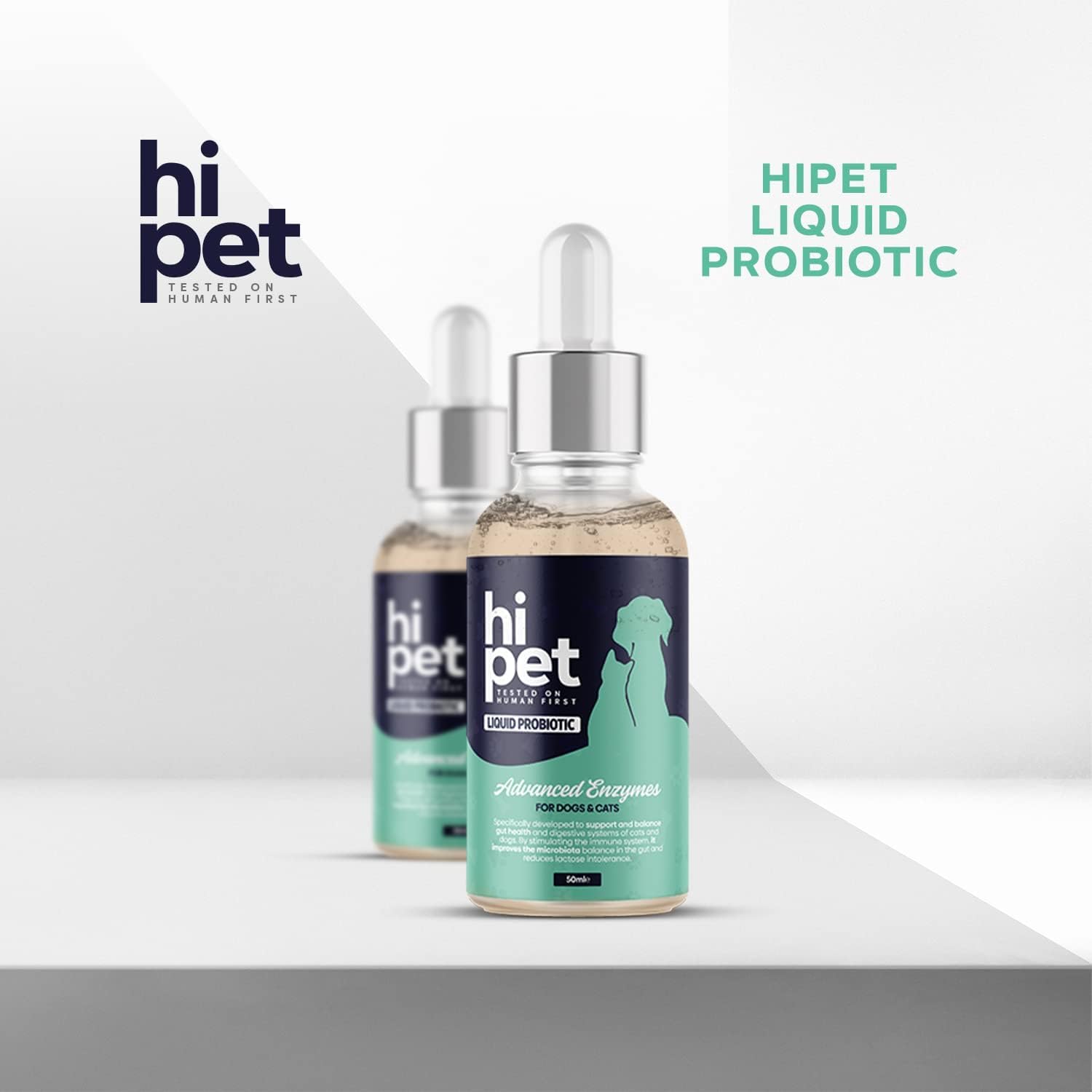 HiPet Liquid Probiotics for Dogs and Cats, Digestive Enzymes for Dogs, 13 Billion CFU/ML, Lactose Intolerance Formula for Pets, Cat and Dog Probiotics for Digestive Health, 1.7 Fl Oz