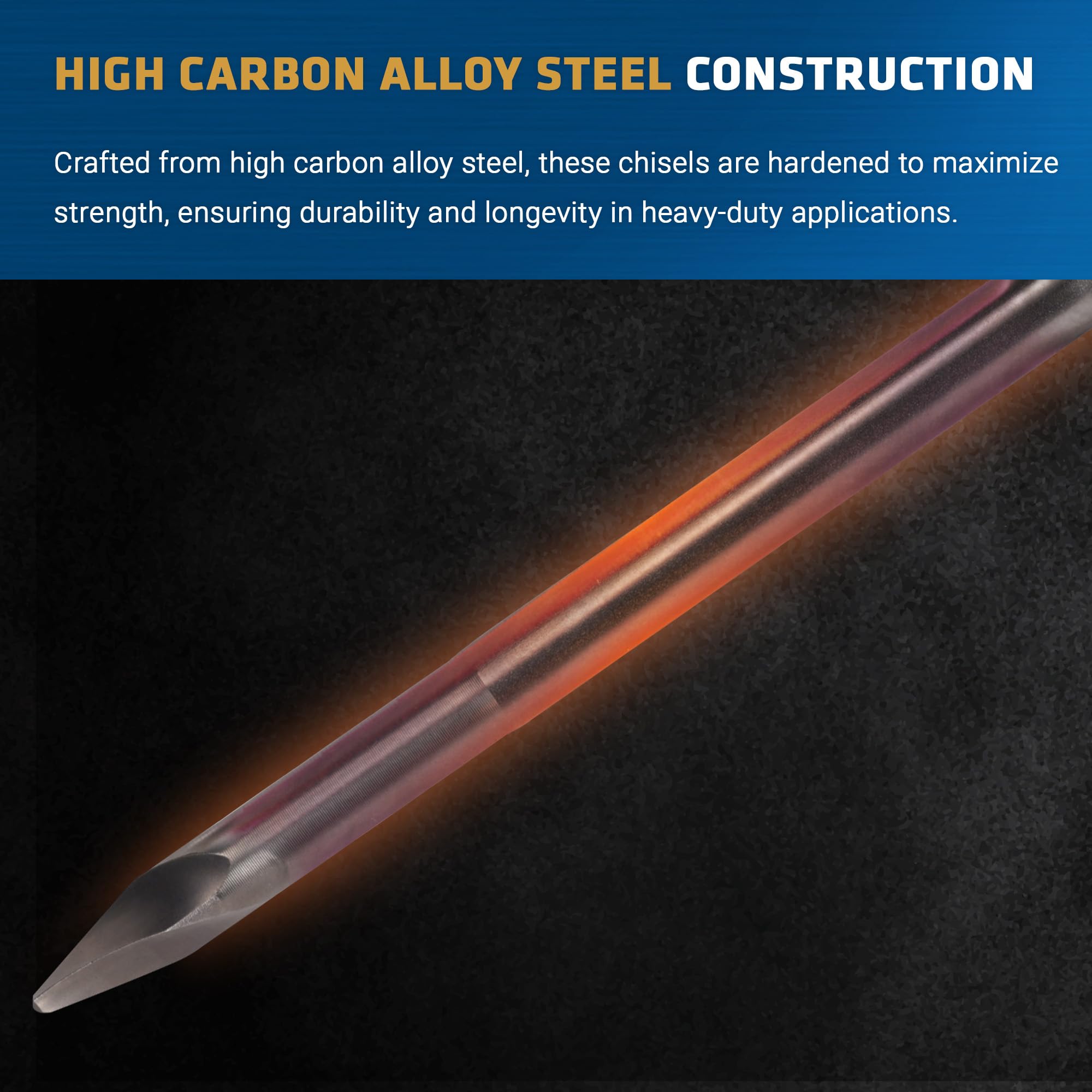 Century Drill & Tool, 87933, 23/32"X24",SDS Max,Bull Point Chisel, Masonry Tool.