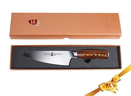 TUO Chef Knife- Kitchen Chefs Knife - High Carbon German Stainless Steel Cutlery - Rust Resistant - Pakkawood Handle - Luxurious Gift Box Included - 6 - Fiery Phoenix Series