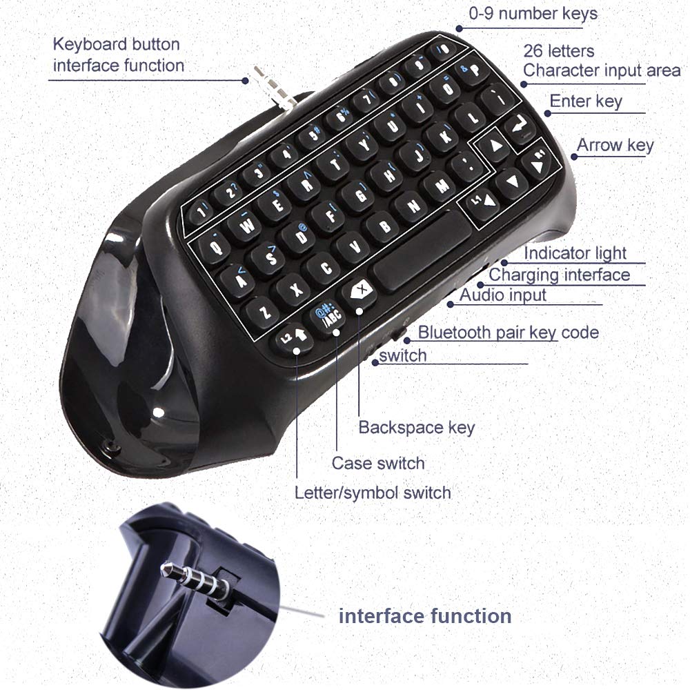 LittlePaprika Controller Keyboard for PS4, Gamers Digital Mini Bluetooth Keyboard Chatpad for Playstation 4 for DualShock Controller, Used to Chat with Playes in Games