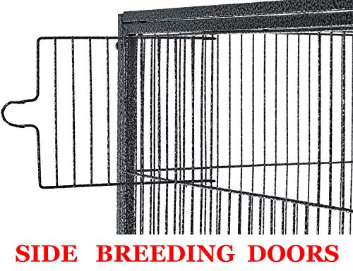 Extra Large Wrought Iron Metal Bird Flight Cage Aviary with Removable Rolling Stand, 32-Inch by 19-Inch by 64-Inch
