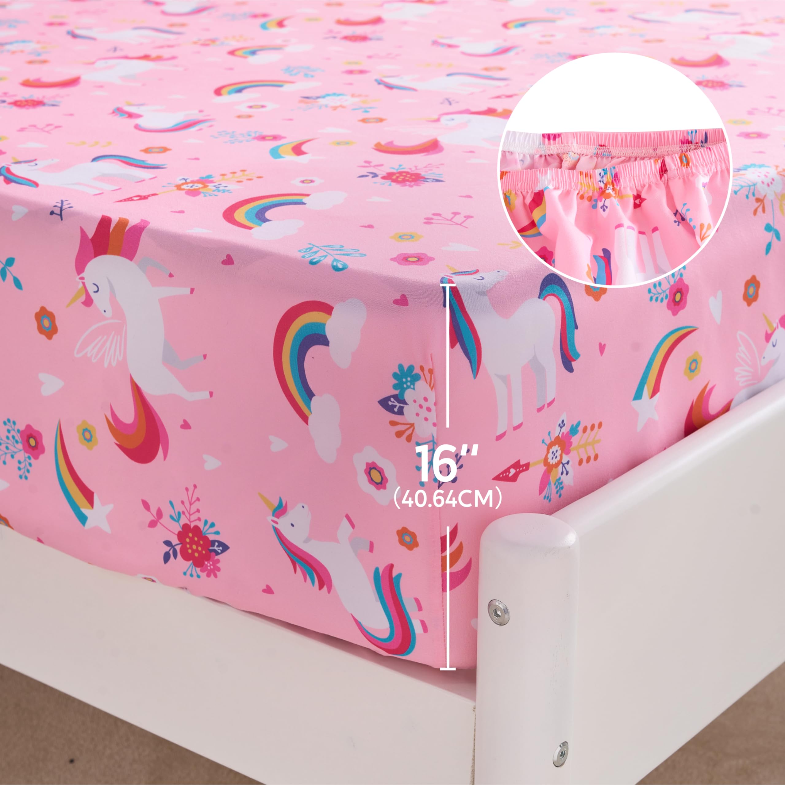 Joiedomi Kids Twin Sheet Set Unicorn - 3 Piece Soft Microfiber Bed Sheets - Deep Pocket Wrinkle Free - Cozy Toddler Bedding Set - Fade Resistant Breathable for Boys Girls Teens