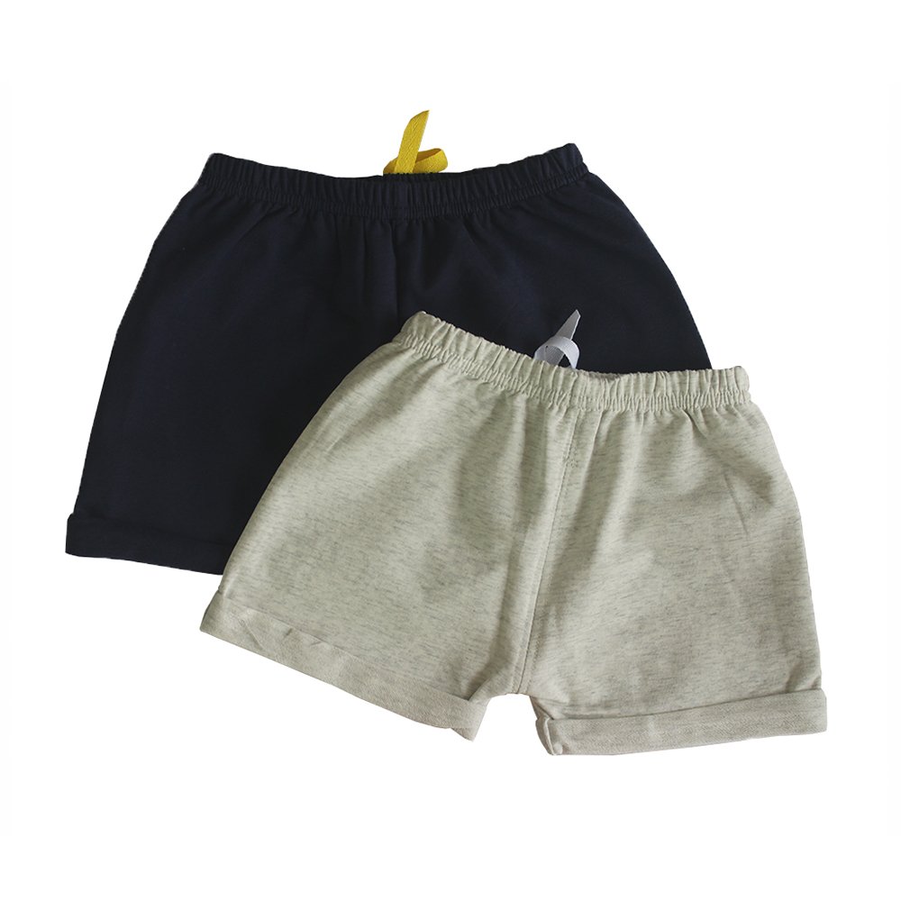 C&X Toddler Boys and Girls Cotton Shorts,2 Pack Shorts for Kids 12M - 5 Years (Navy-Grey, 2T)