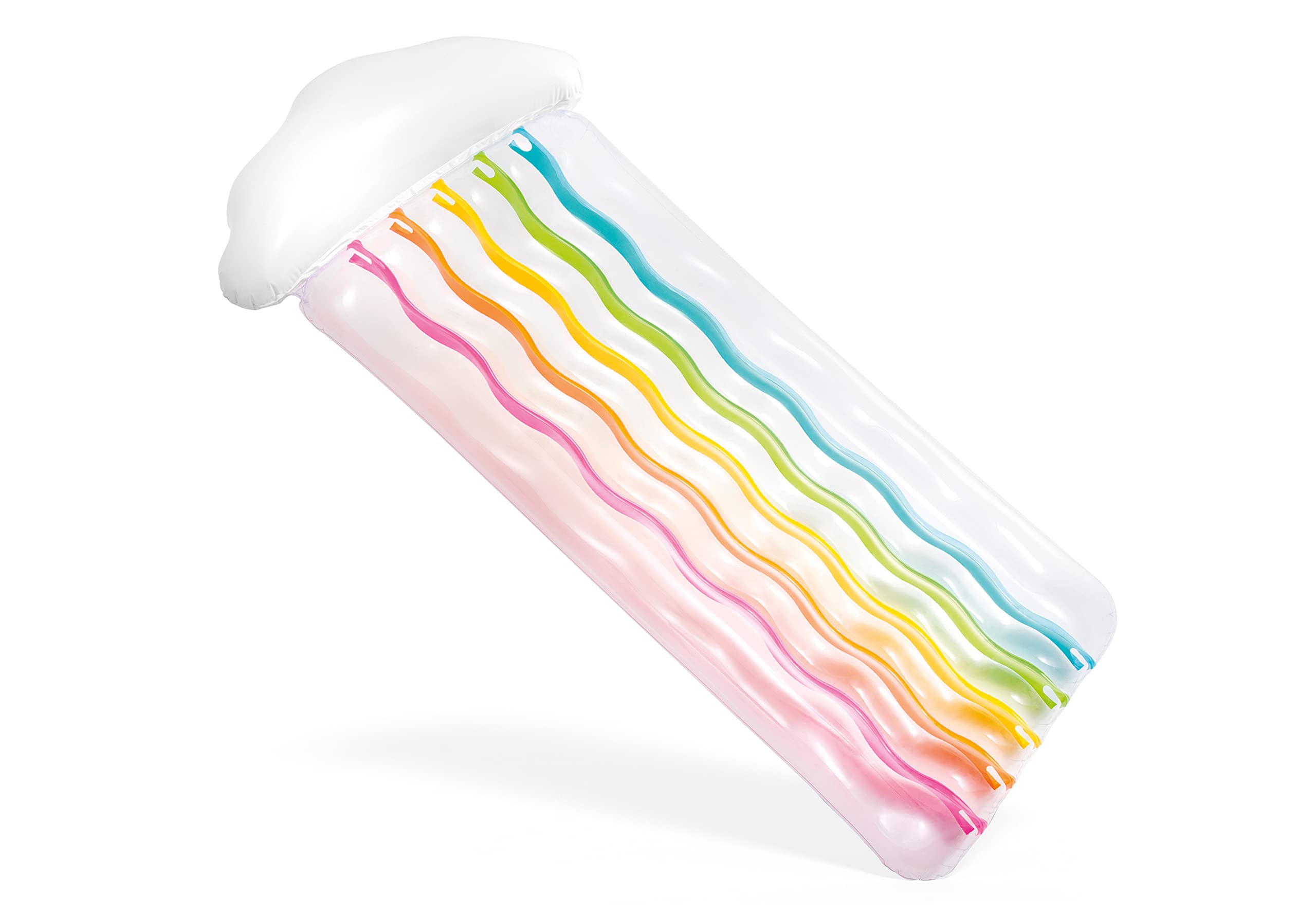 Intex Rainbow Cloud Mat Inflatable Outdoor Floating Swimming Pool Lounger Float Toy with Headrest