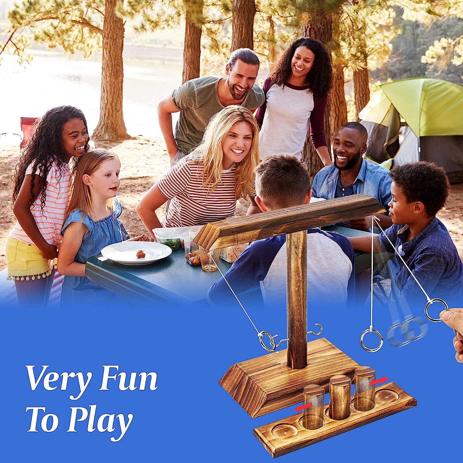 DreamToyz Ring Toss Games for Adults, Ring Toss Game, Outdoor Indoor Handmade Wooden Hooks Fast-paced Interactive Game for Bars, Home, Party, 15.7" X 13" Large Size, Brown