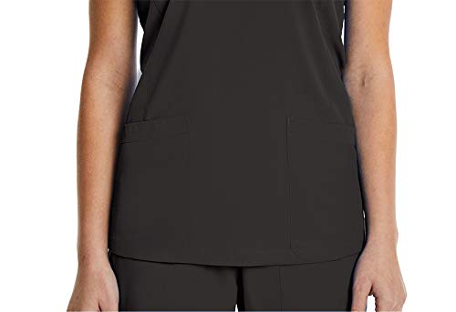 Scrubs for Women Set 7 Pocket 4-Way Stretch Mock Wrap and Jogger Pant Elements EL9905 (Pewter, Large)