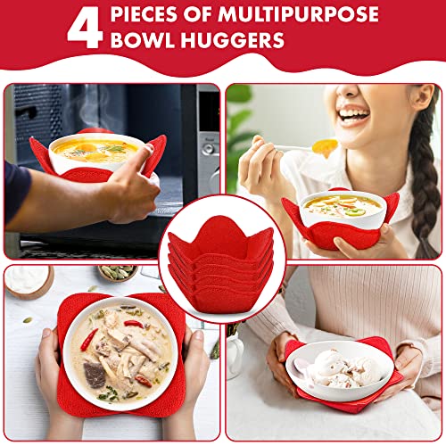 Microwave Bowl Huggers Warmers for Food Microfiber Heat Resistant Food Warmer Set Microwave Safe Handle Hot and Cold Bowls Holder Without Burning Your Hands Set of 4 Microwave Bowl Huggers