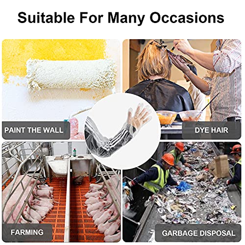 Barafat 50 Pieces Disposable Field Dressing Gloves, Veterinary Insemination Rectal Long Gloves, Extra Long Sleeve Full Arm Gloves, Cow Deer Palpation Gutting Gloves (Transparent)