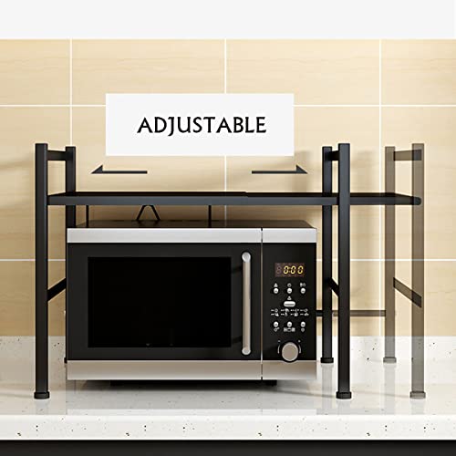 Microwave Kitchen Storage Rack - Telescopic Shelf for Simple Double-Layer Space-Saving Storage - Microwave and Stove Top Rack with Adjustable Design - Toaster Shelf Stand Kitchen Countertop Organizer