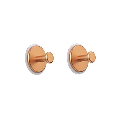 SDH Wall Hooks, Robe Hooks, Adhesive, Aluminum, Removable, Heavy Duty, Modern, Garment Friendly (2 x Hooks (Matt Brass Color))